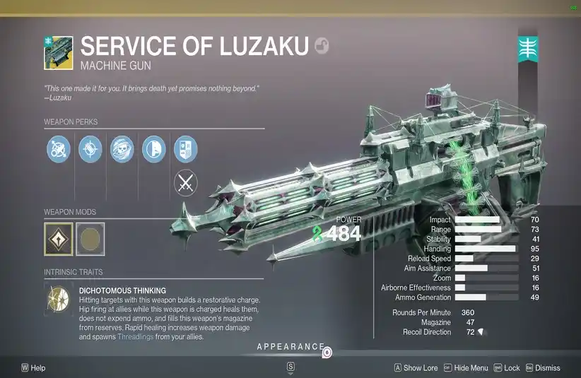 Destiny 2 Service of Luzaku Review: The Definition of a Niche Exotic ...